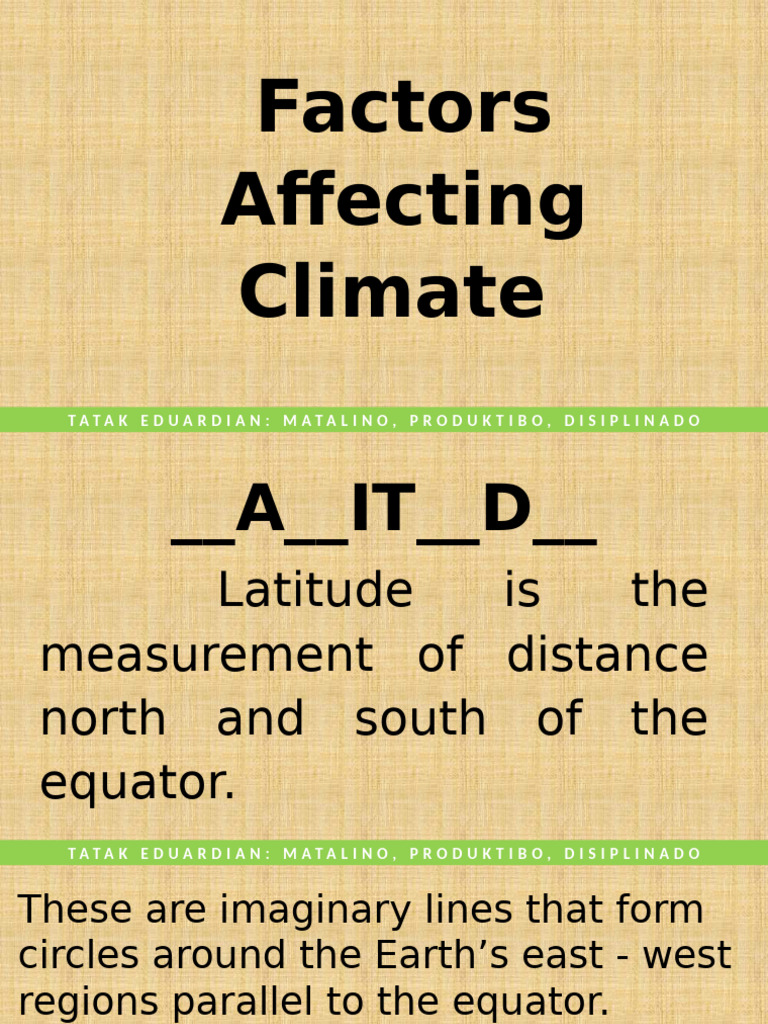 Climate Factors: Latitude & Altitude | PDF | Precipitation | Rain