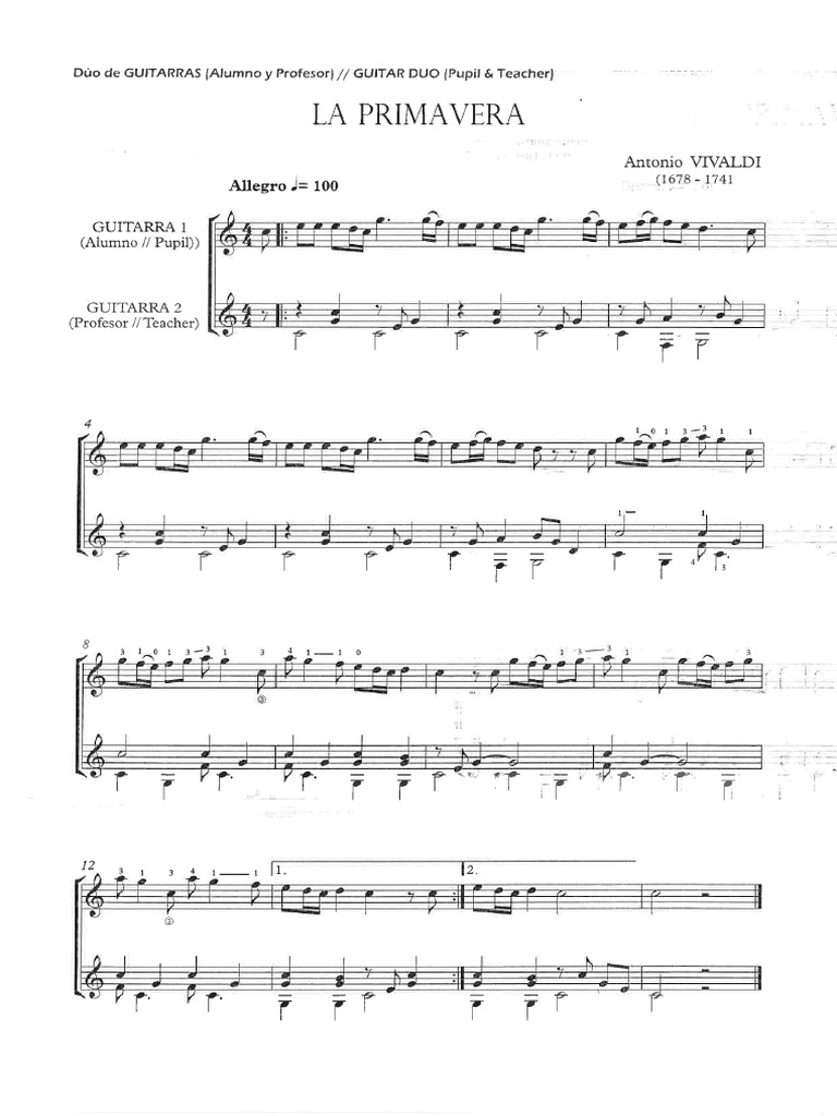 Vivaldi - La Primavera (Sacn) | PDF