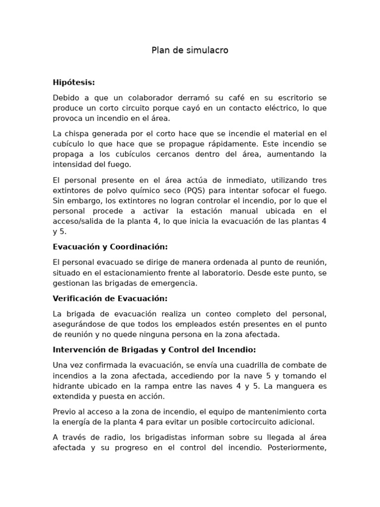 Plan de Simulacro | PDF