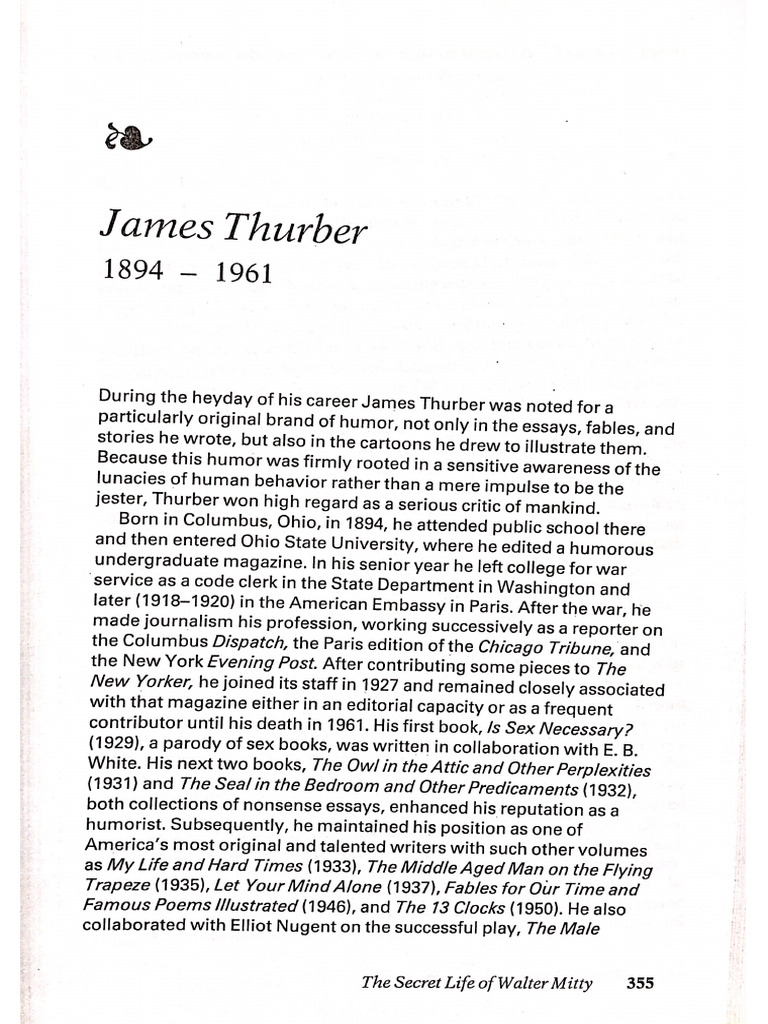 The Secret Life of Walter Mitty - James Thurber | PDF