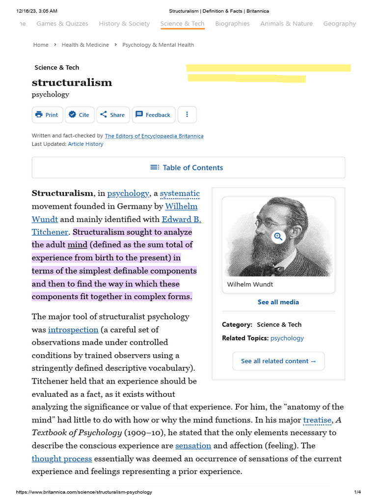 Structuralism in ABA (Introspection) | PDF | Neuroscience | Behavioural ...