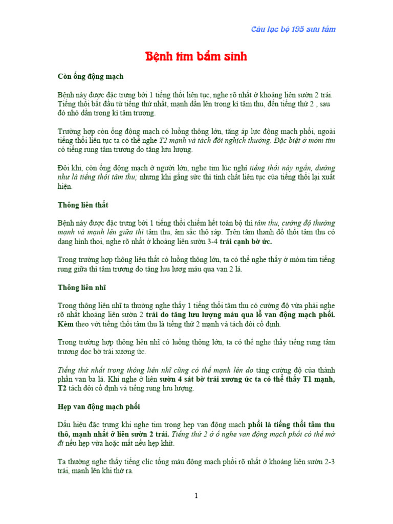 Benh Tim Bam Sinh | PDF