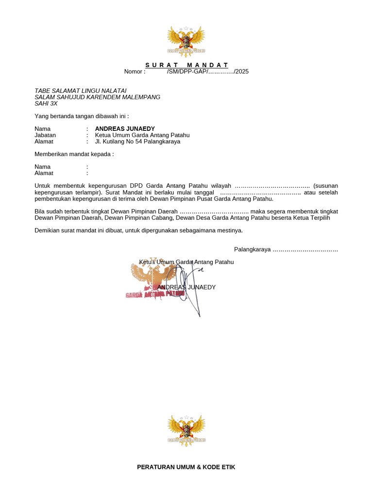 Format Surat Mandat Dan Struktur | PDF