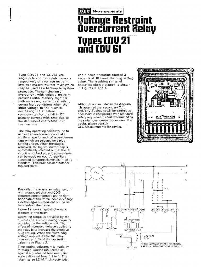 GEC - Overcurrent Relay Tyoes CDV 21 | PDF | Relay | Transformer