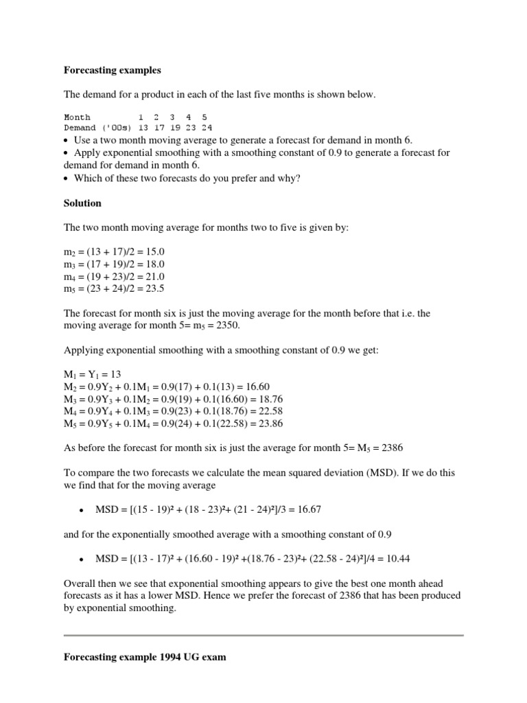 Forecasting Examples | PDF | Moving Average | Forecasting