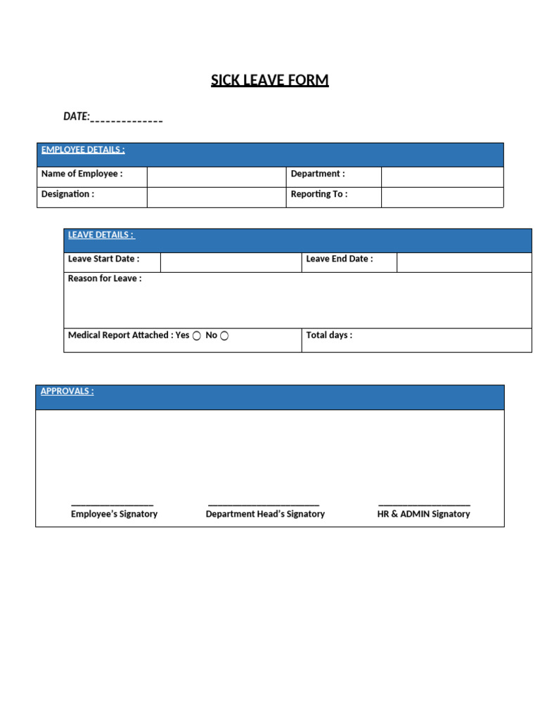 Sick Leave Form | PDF