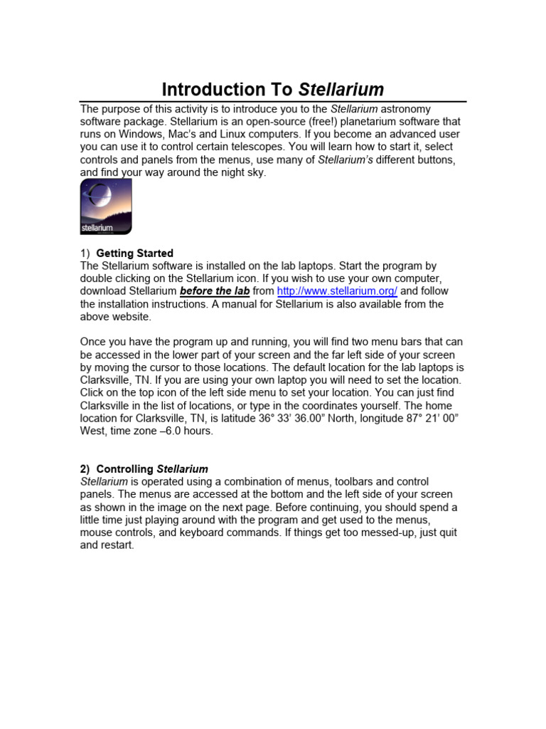 Intro To Stellarium Stellar F24 | PDF | Constellation | Stars
