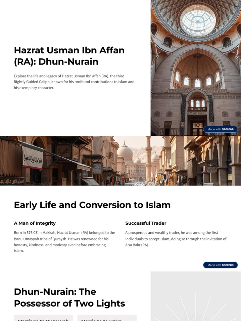 Hazrat Usman Ibn Affan RA Dhun Nurain | PDF | Muhammad | Caliphate