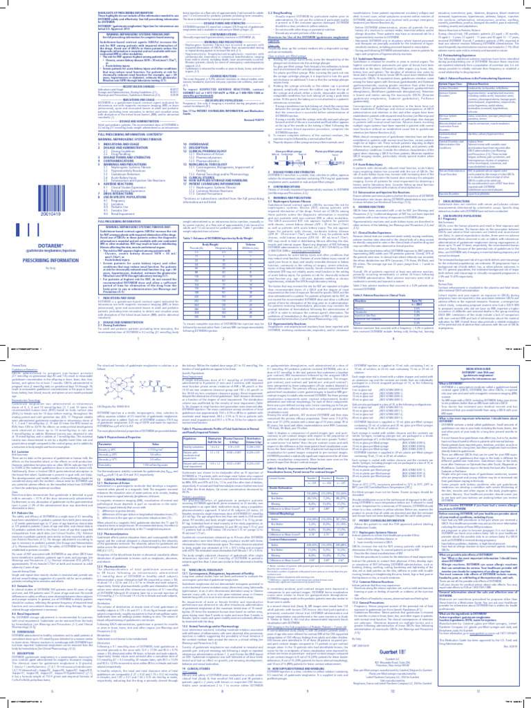 Dotarem MRI Contrast Safety Overview | PDF | Injection (Medicine ...