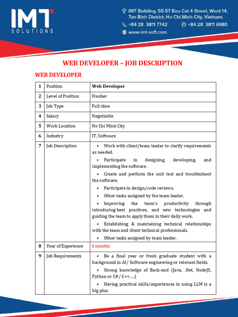 8033 JD Fresher Web Developer AI | PDF | Computing