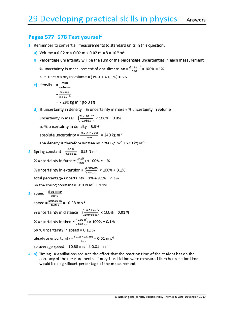 Physics Practical Skills and Uncertainties | PDF | Density | Inductor