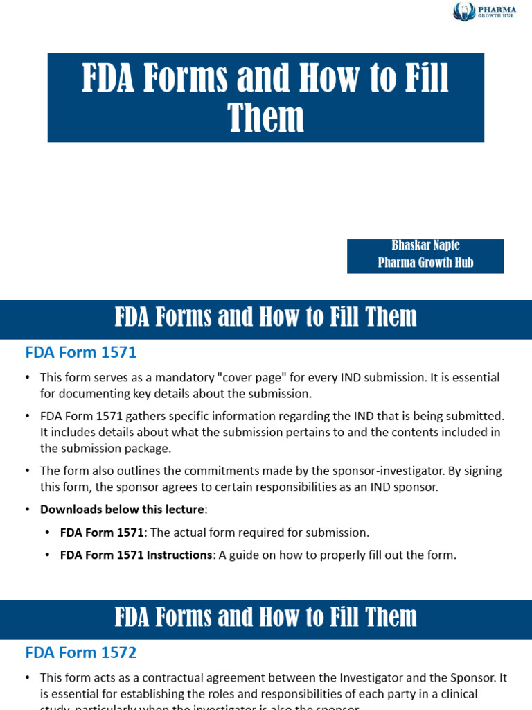 Essential FDA Forms and Instructions | PDF | Food And Drug ...