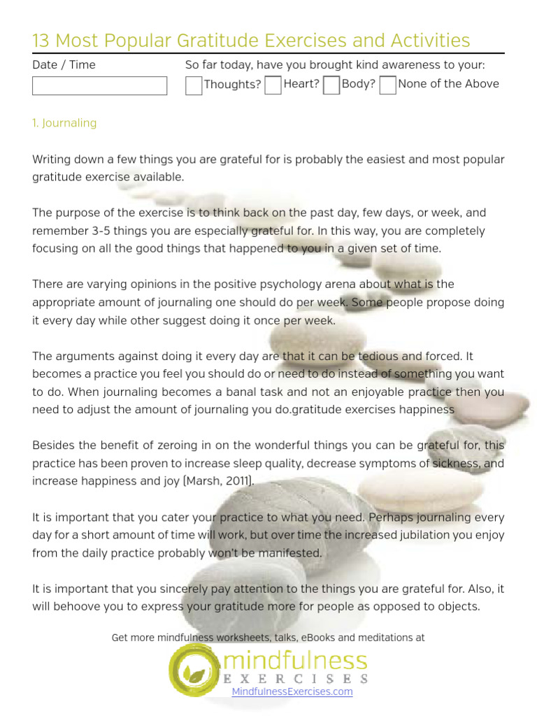 Popular Daily Gratitude Exercises | PDF | Gratitude | Meditation