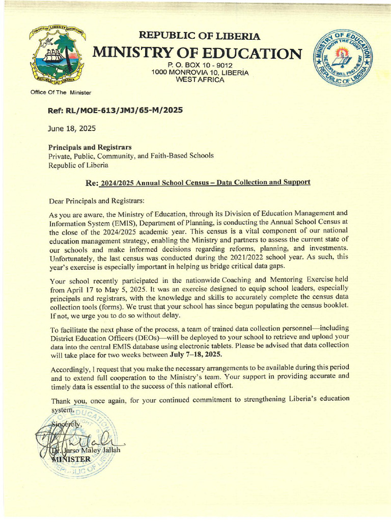 Principals and Registrars Letter | PDF