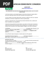 ANC Membership Application Form | PDF | African National Congress | Banks