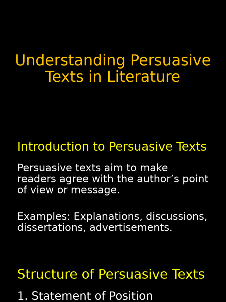 Understanding Persuasive Texts in Literature | PDF | Linguistics | Syntax