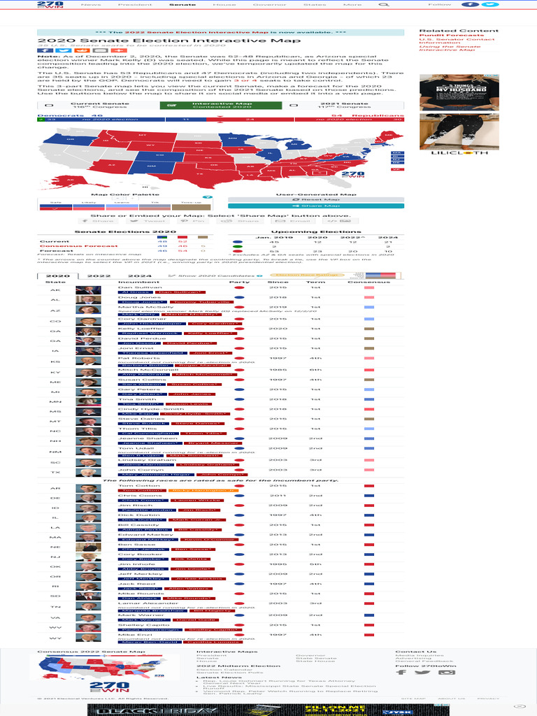 2020 Senate Election Interactive Map | PDF | American Politicians ...