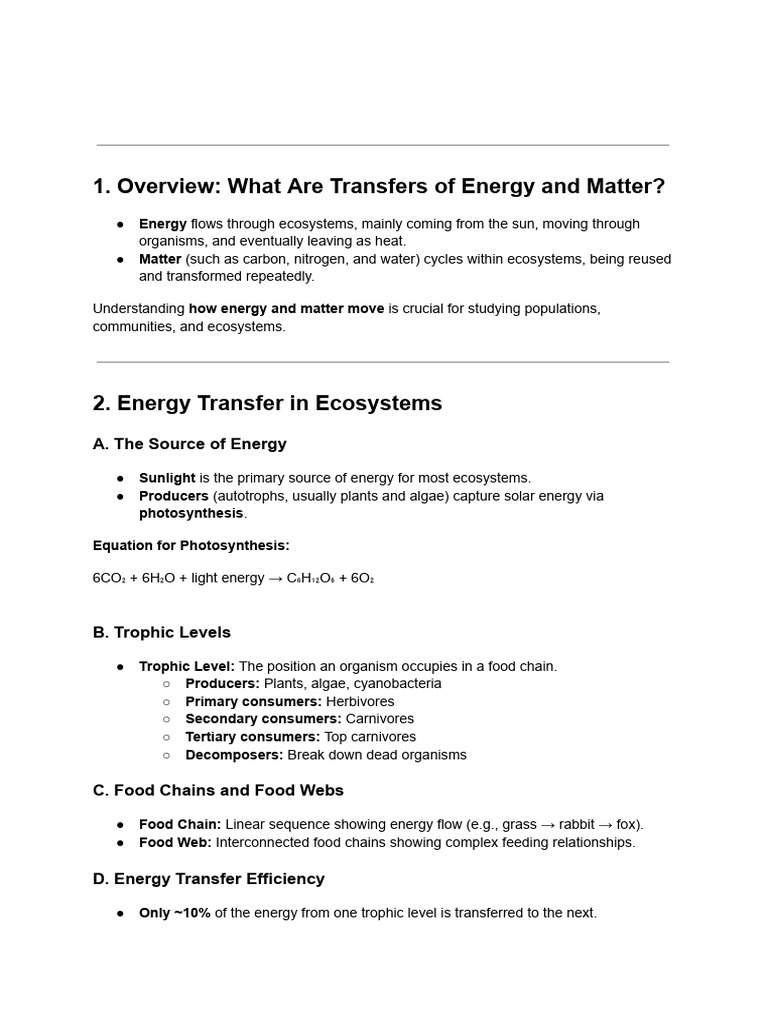 Energy and Matter in Ecosystems | PDF | Food Web | Ecosystem