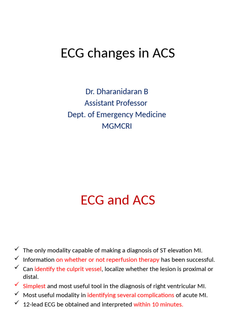 ECG Changes in Acute Coronary Syndrome | PDF | Electrocardiography ...