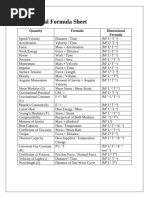 Dimensional Formulas JEE | PDF | Velocity | Heat