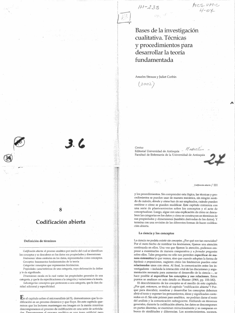 Libro. Strauss y Corbin (2022) - La Teoria Funadamentada. Codificaciones | PDF