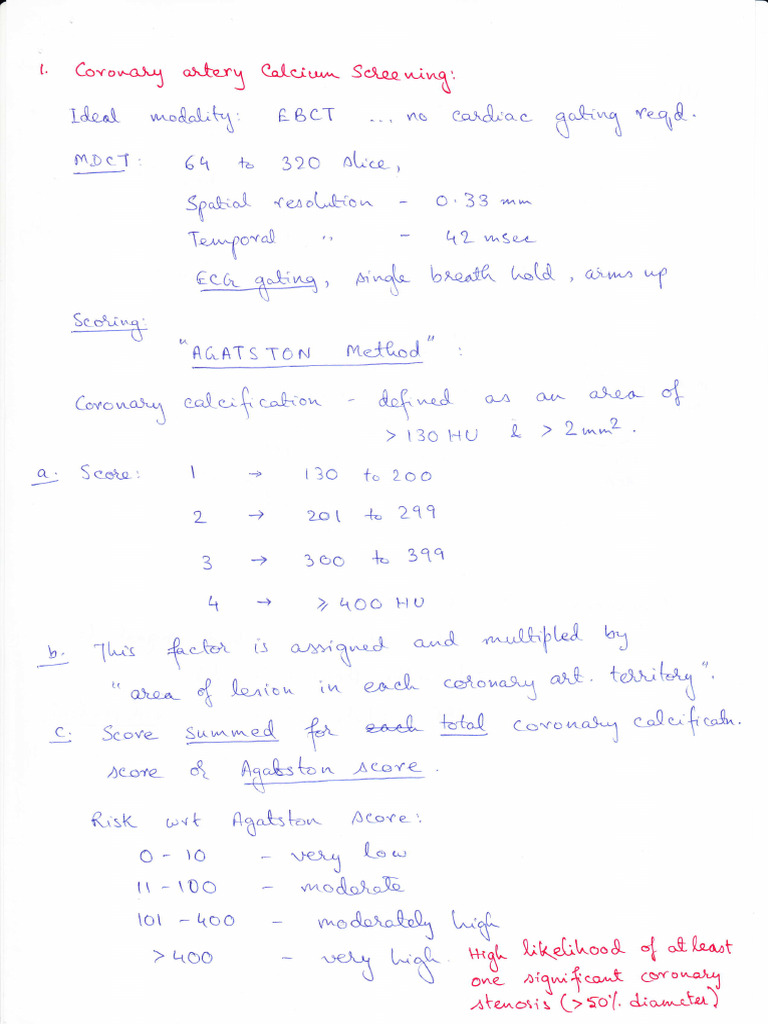 Coronary Artery Calcium Scoring | PDF