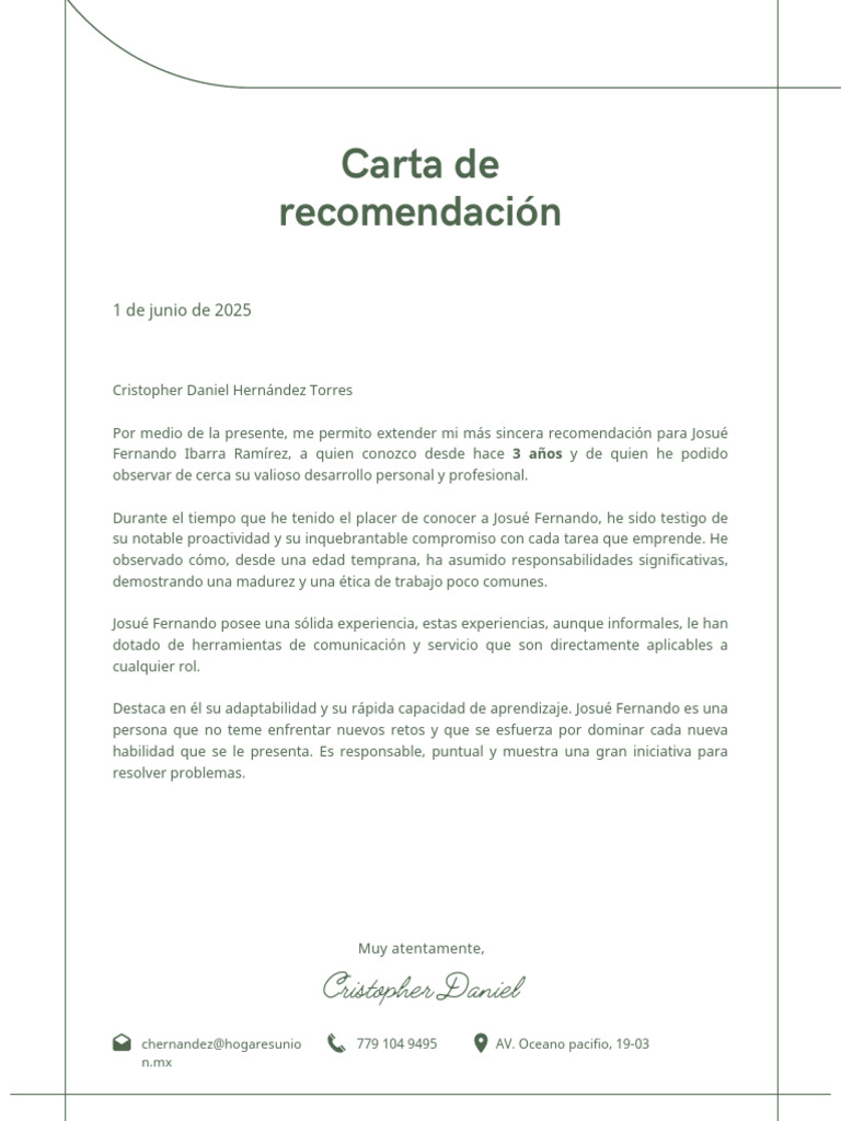 Carta de Recomendacion Cris | PDF