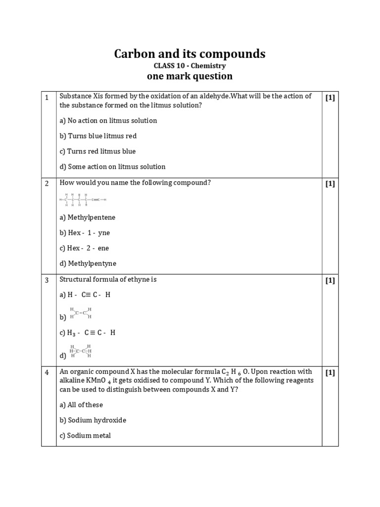Carbon Compounds: MCQ Practice Guide | PDF | Chemical Bond | Acetic Acid