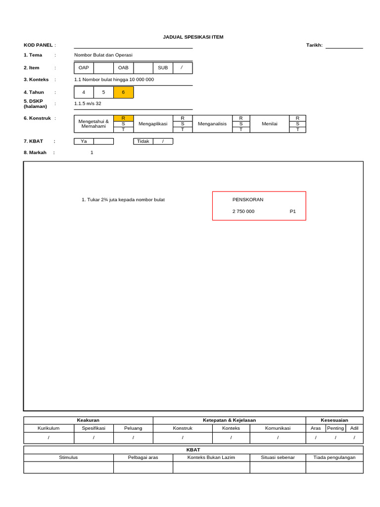 JSI Matematik Tahun 6 SKB | PDF