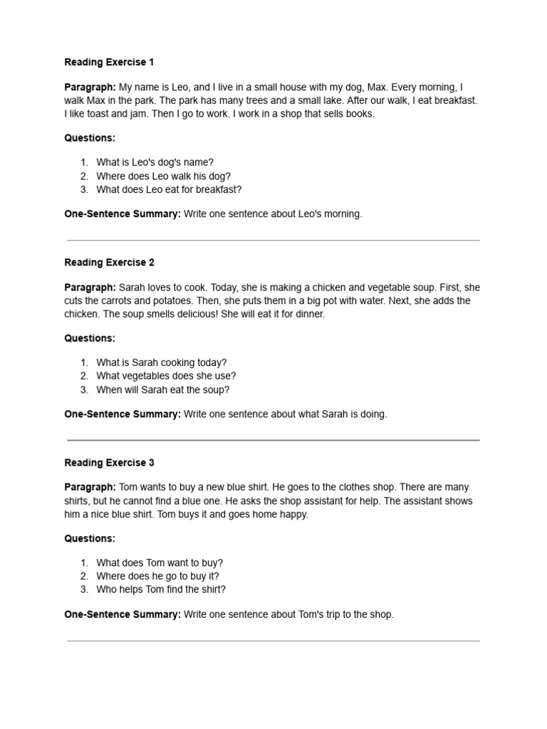 Reading Exercise 1 | PDF