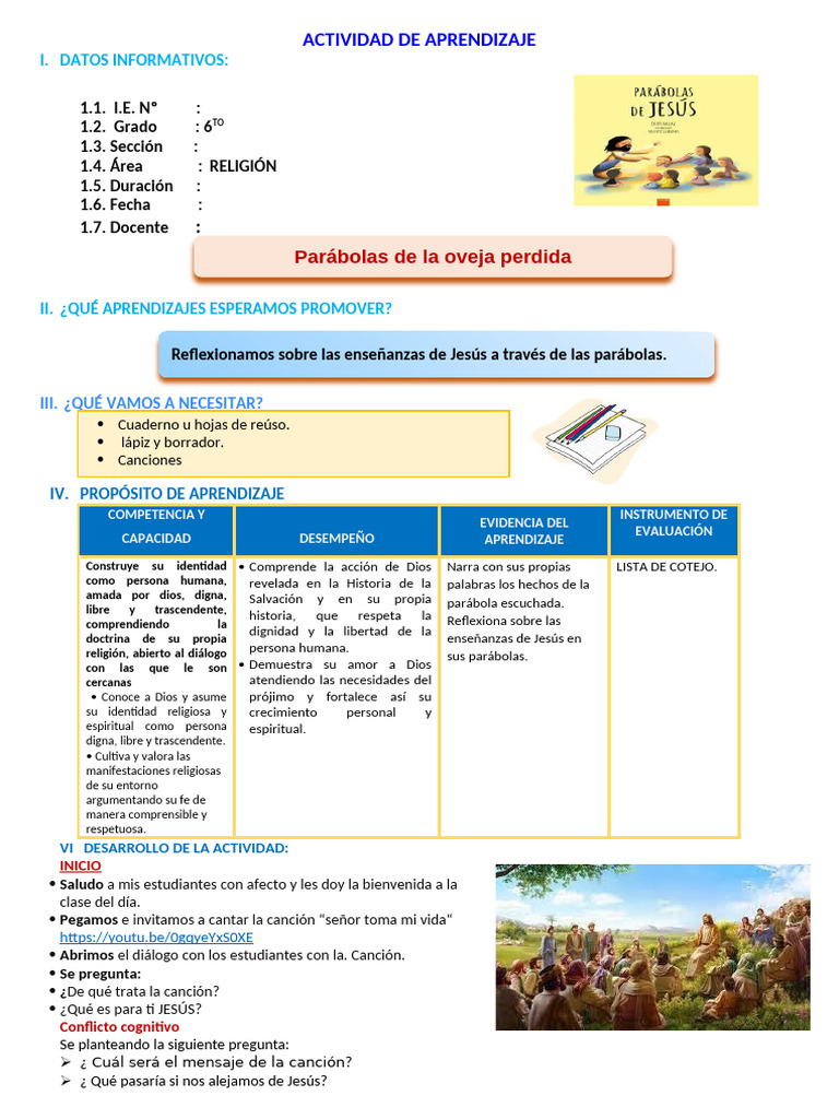 D2 A2 SESION REL. Parábolas de La Oveja Perdida | PDF | Parábolas de Jesús