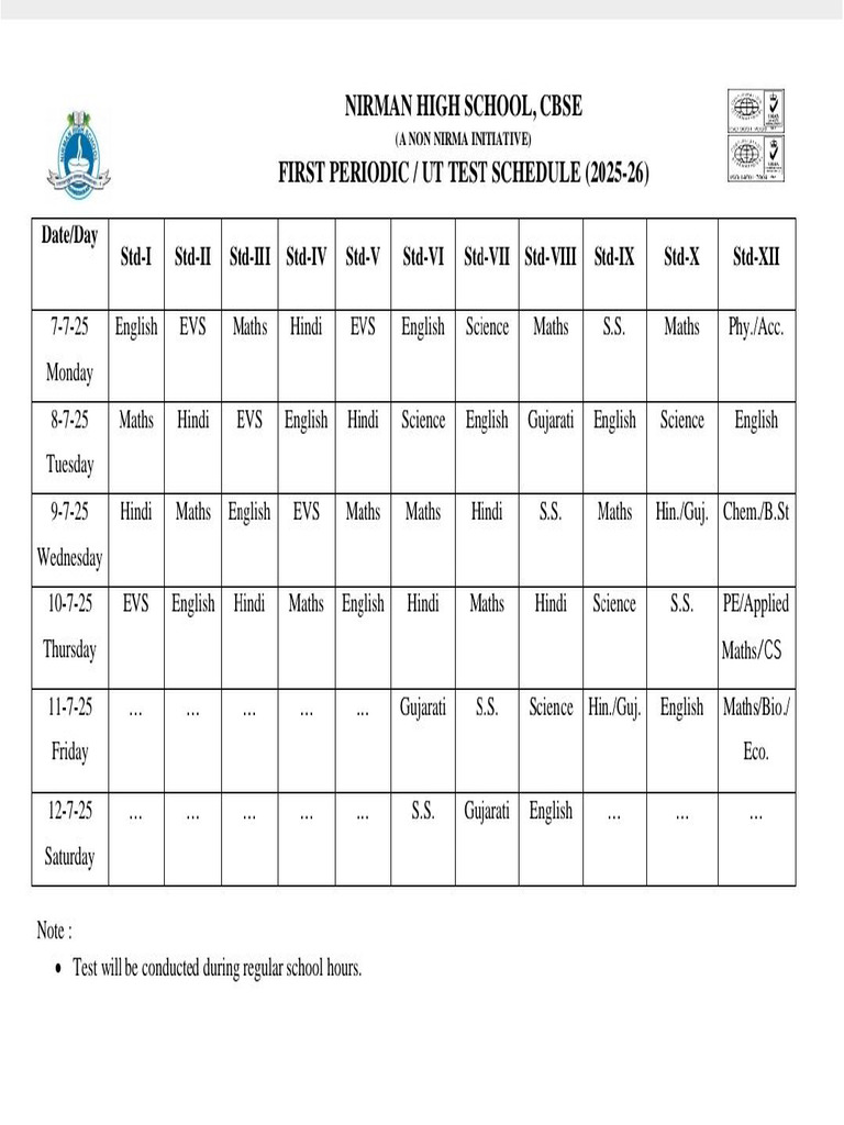 UT 1 Timetable | PDF