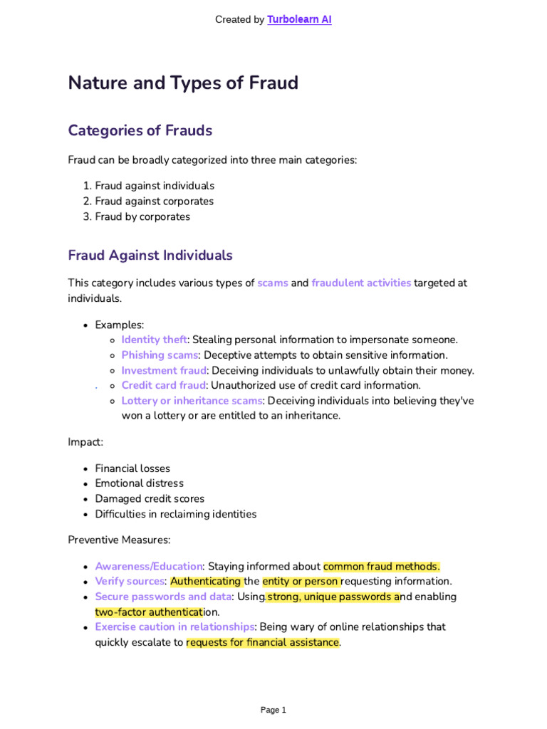 Types and Impacts of Fraud Explained | PDF | Bribery | Fraud