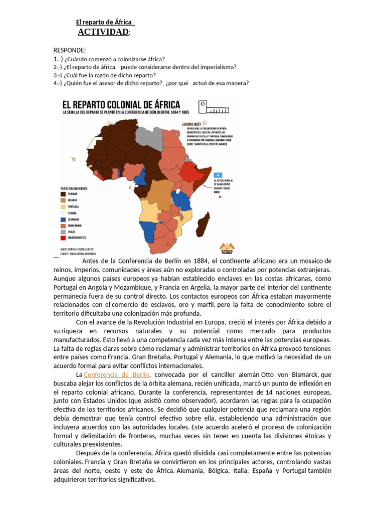 El Reparto Colonial de África | PDF | Colonialismo | África