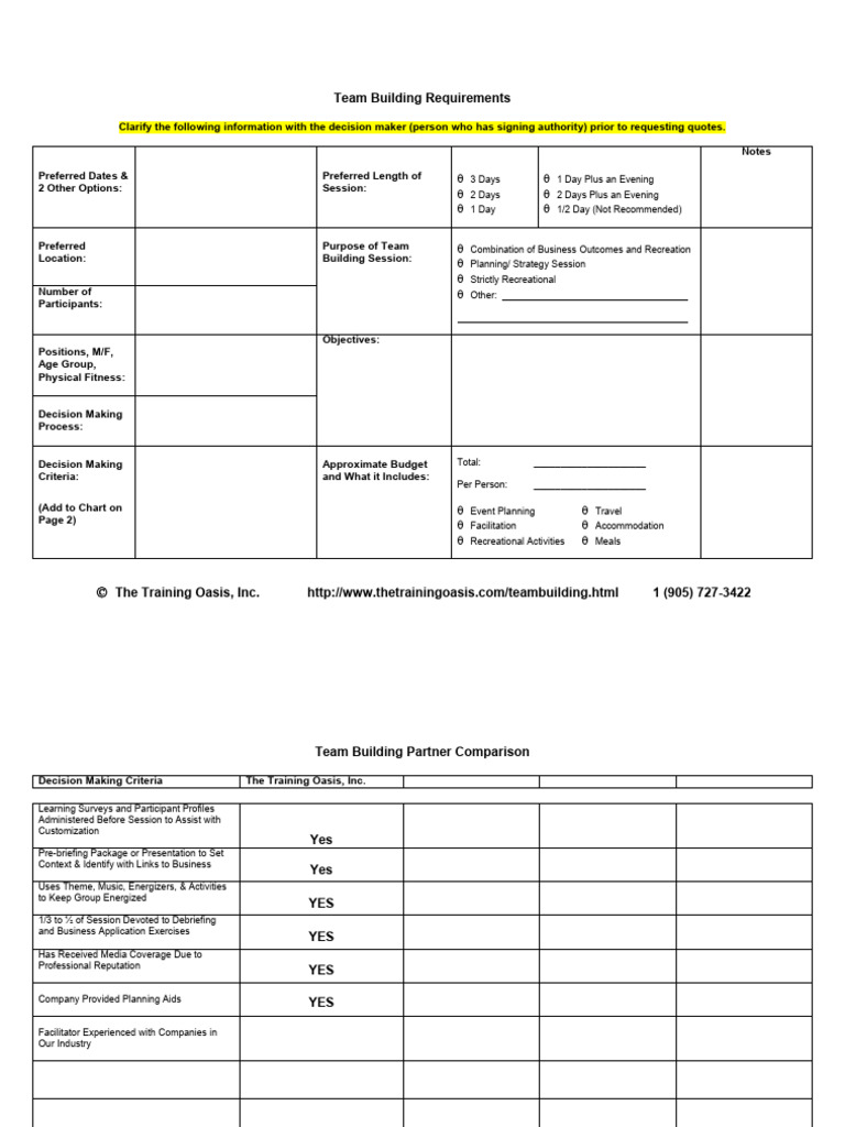 Team Building Requirements & Analysis Guide | PDF | Economies | Business