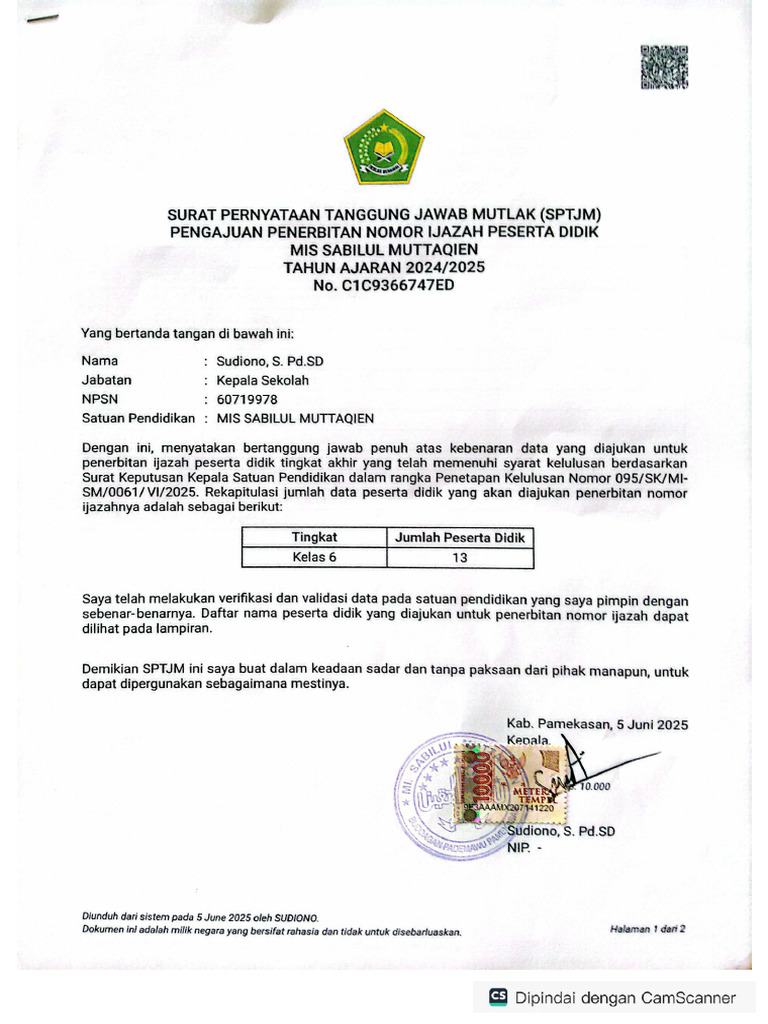 SPTJM Ijazah 2025 | PDF