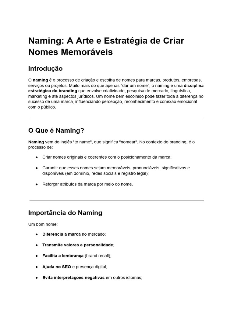 Naming A Arte e Estratégia de Criar Nomes Memoráveis | PDF | Marca ...