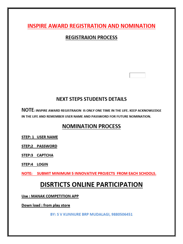 Inspire Award Regi. & Nomi. SVK | PDF