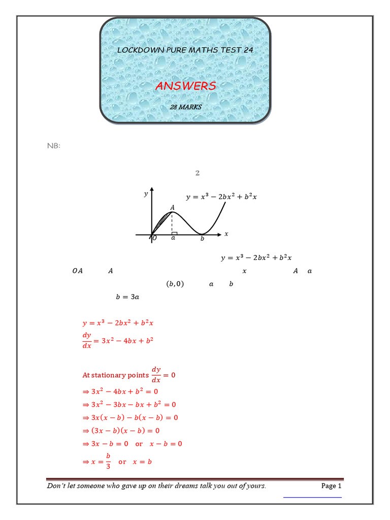 Answers - Lockdown Pure Maths Test 24 - Trockers | PDF | Equations ...
