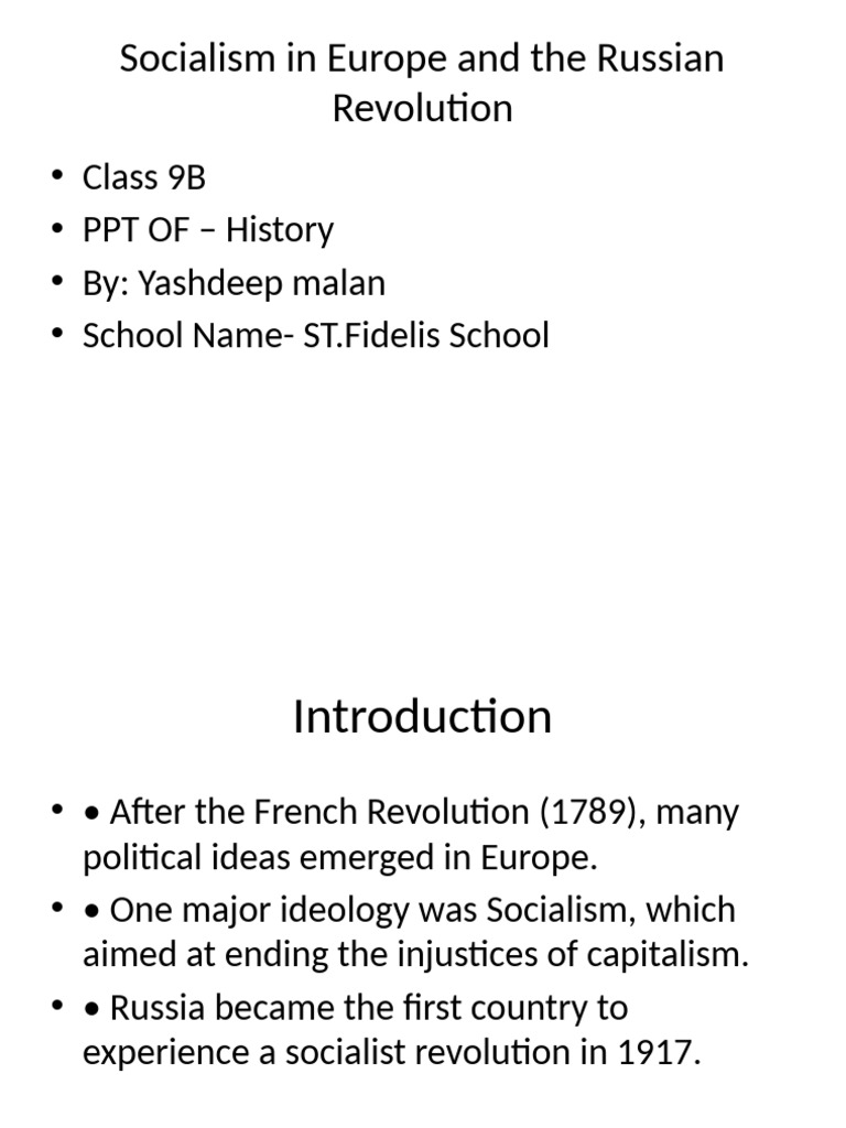 Socialism in Europe and Russian Revolution Class9 | PDF | Bolsheviks ...