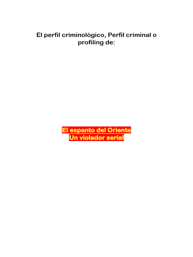 El Perfil Criminologico Perfil Criminal | PDF | Perfil del delincuente | Violación