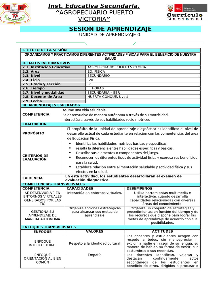 3º4º Sesion Ef - Evalu - 0 - 2024 | PDF | Evaluación | Enseñando