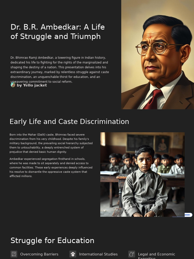 DR BR Ambedkar A Life of Struggle and Triumph | PDF | Dalit | Caste