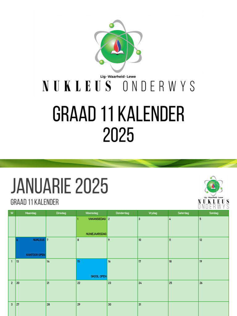 2025 Kalender - Graad 11.02 | PDF