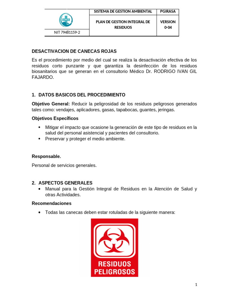 Desactivación de Canecas Rojas | PDF | Residuos | Entorno natural