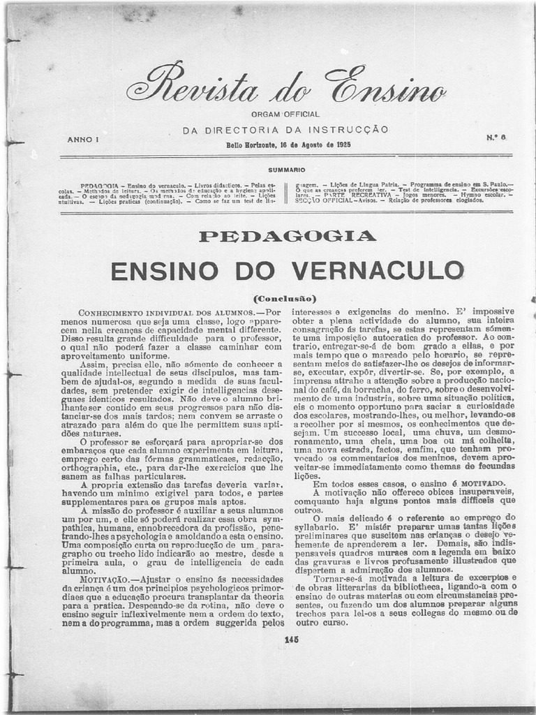 Revista Do Ensino Vol1 n6 1925.PDF Revista de MG | PDF