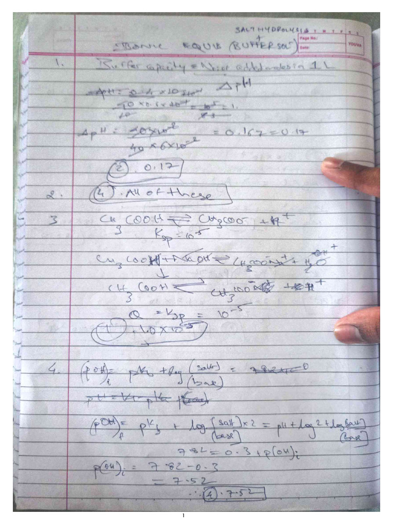 Buffer and Salt Hydrolysis Solutions | PDF