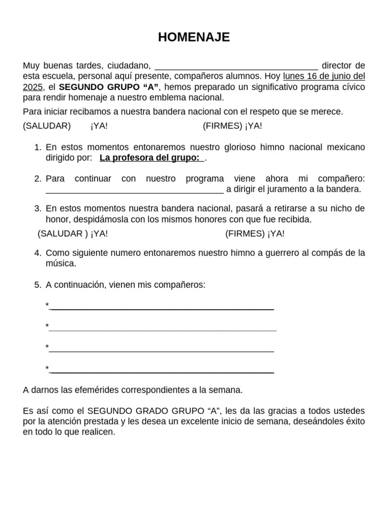 Homenaje Segundo | PDF