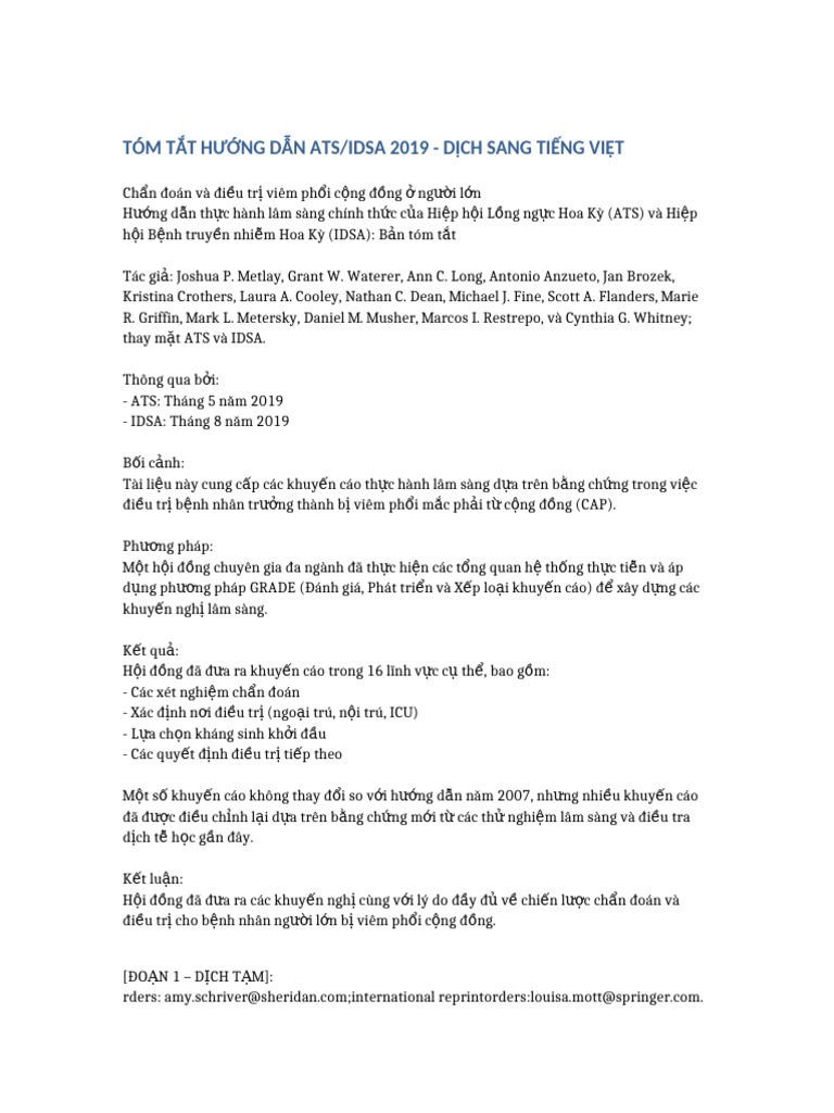 Ats Idsa 2019 Full Vietnamese | PDF