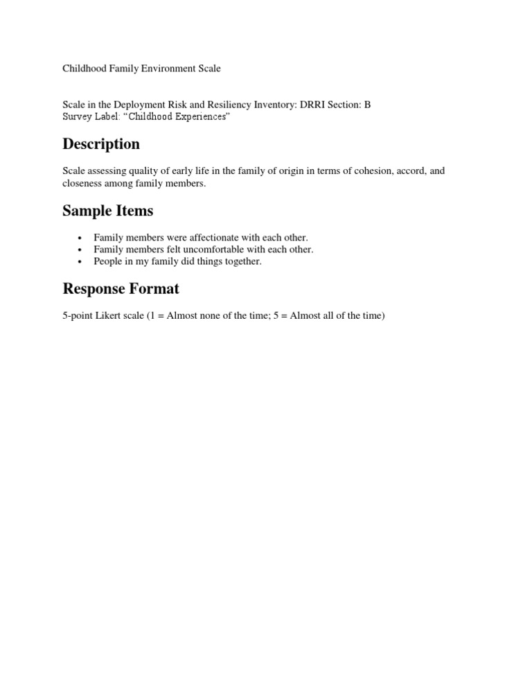 Childhood Family Environment Scale | PDF